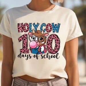 Holy Cow 100 Days of School Ready to Press, Pink Donnet Dtf, Kinder ...