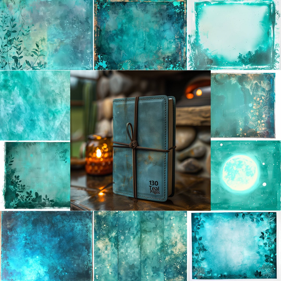 130 Teal Junk Journal Pages, Printable Teal Blue Journal Kit, Journal ...