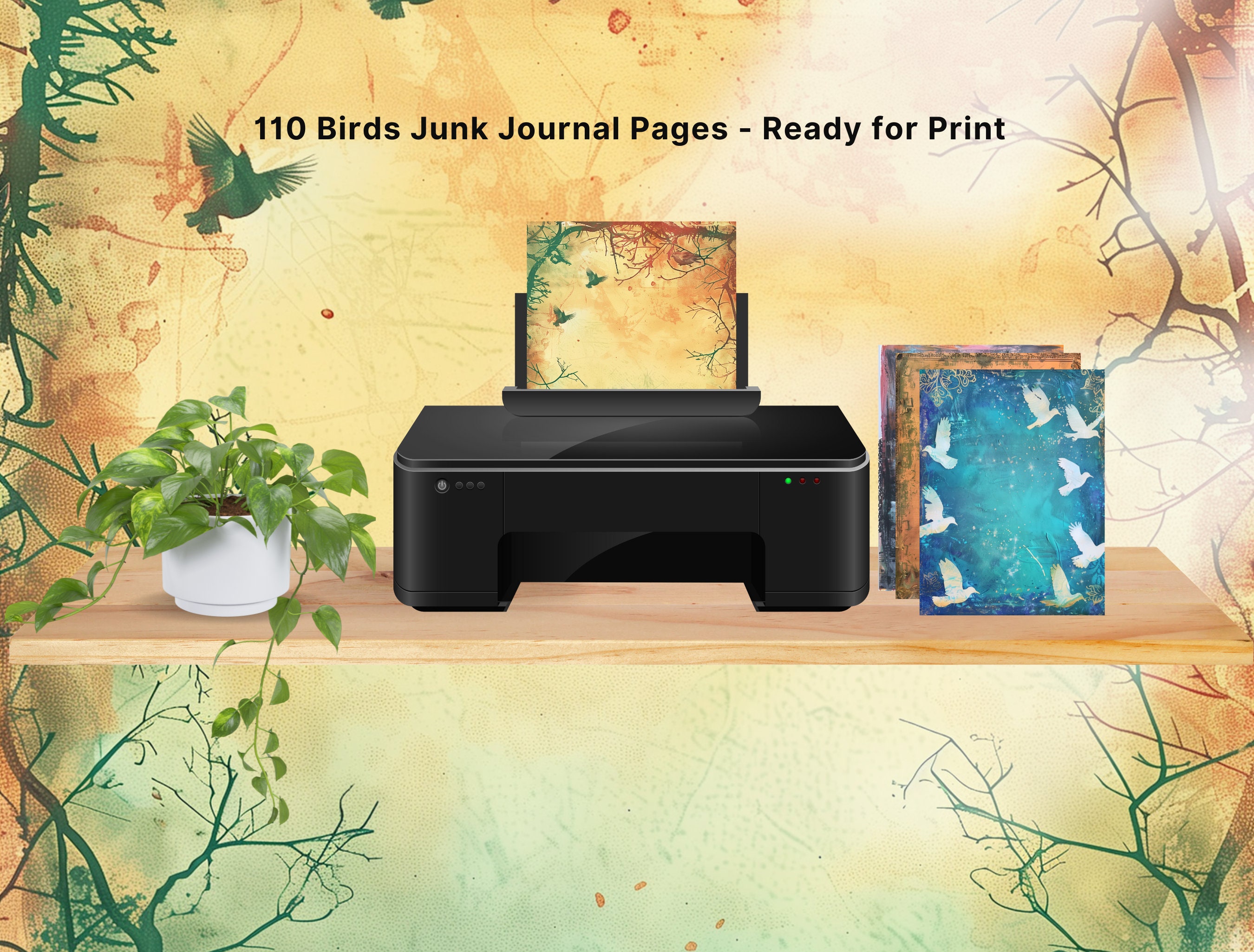 110 Birds Junk Journal Pages, Printable Bird Junk Journal Kit Papers ...