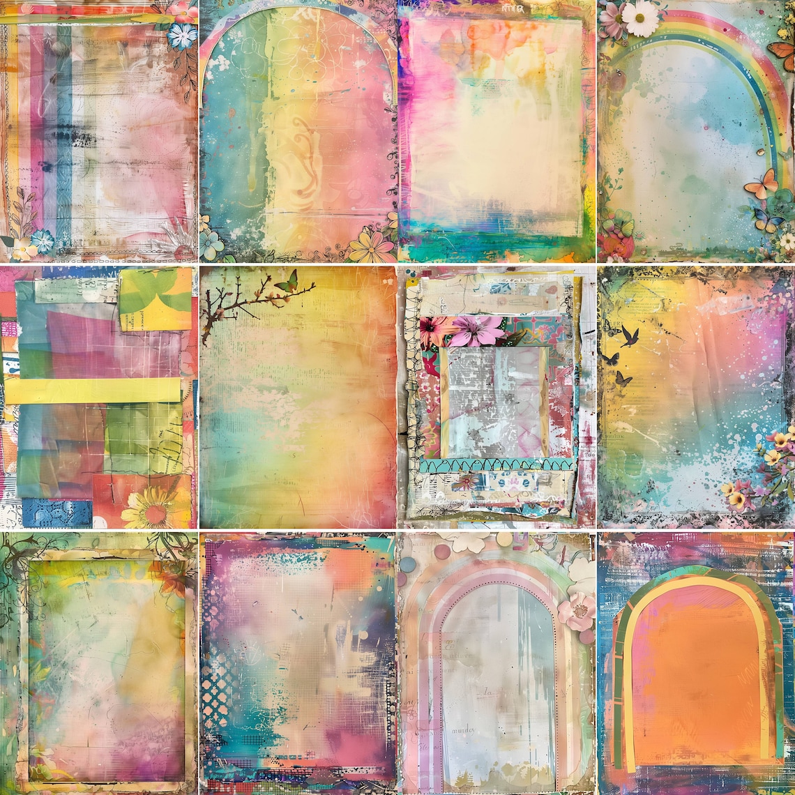 150 Rainbow Junk Journal Pages, Printable Rainbow Colorful Junk Journal ...