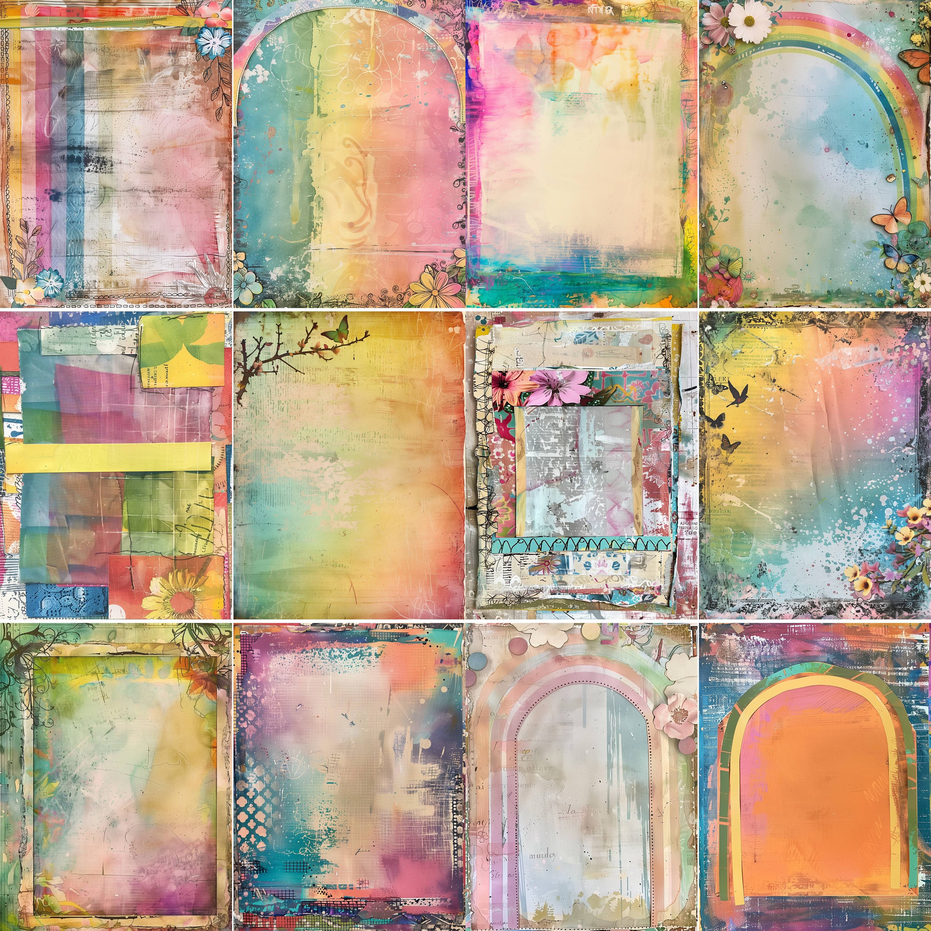 150 Rainbow Junk Journal Pages, Printable Rainbow Colorful Junk Journal ...