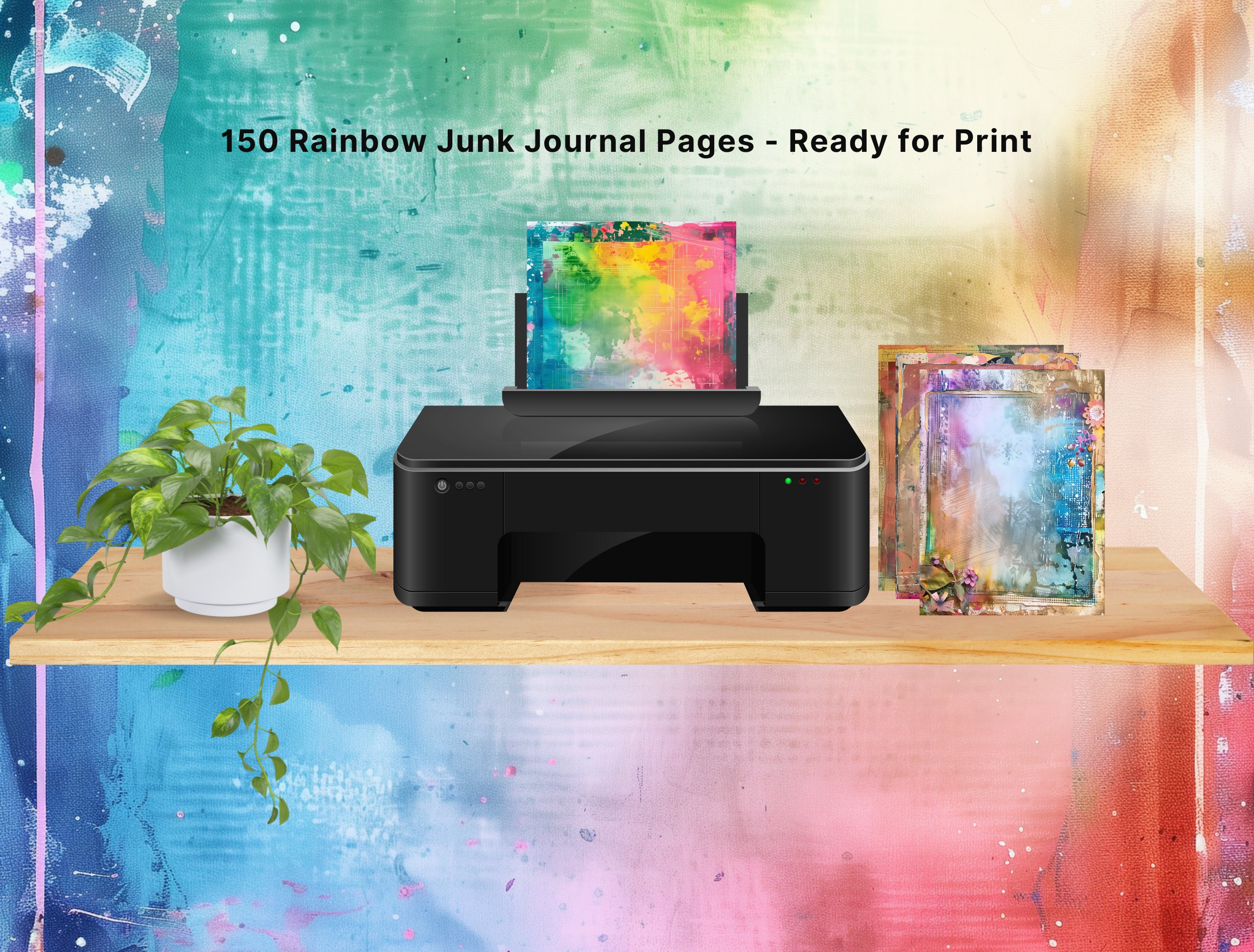150 Rainbow Junk Journal Pages, Printable Rainbow Colorful Junk Journal ...