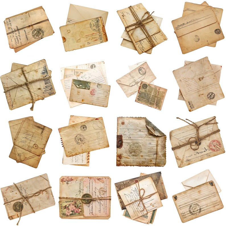 80 Postcards and Stamps Overlays for Junk Journals, Scrapbooking ...