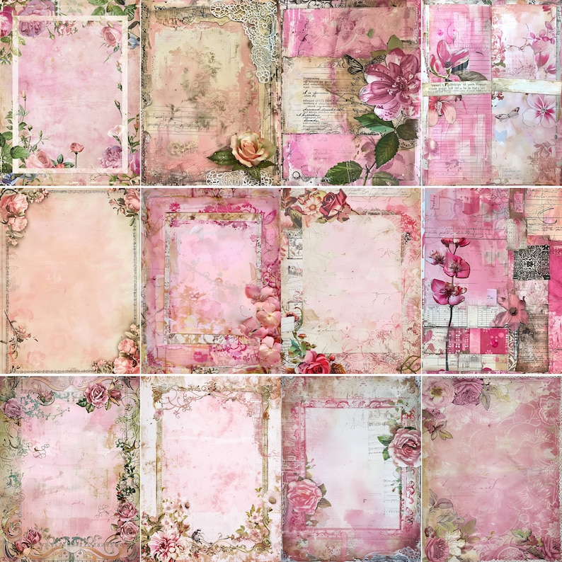 140 Pink Junk Journal Pages, Printable Pink Junk Journal Kit, Pink ...