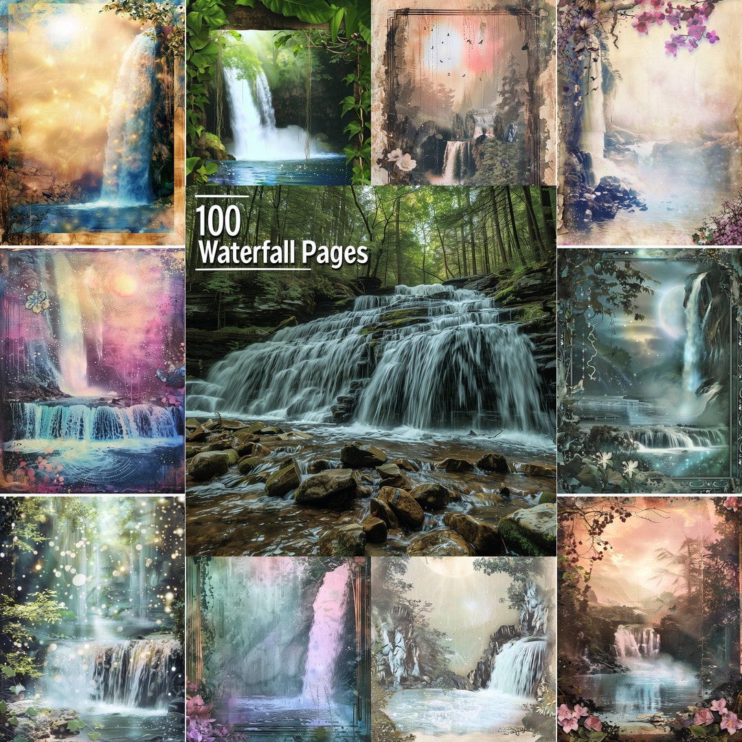 100 Waterfall Junk Journal Pages, Printable Waterfall Junk Journal Kit ...