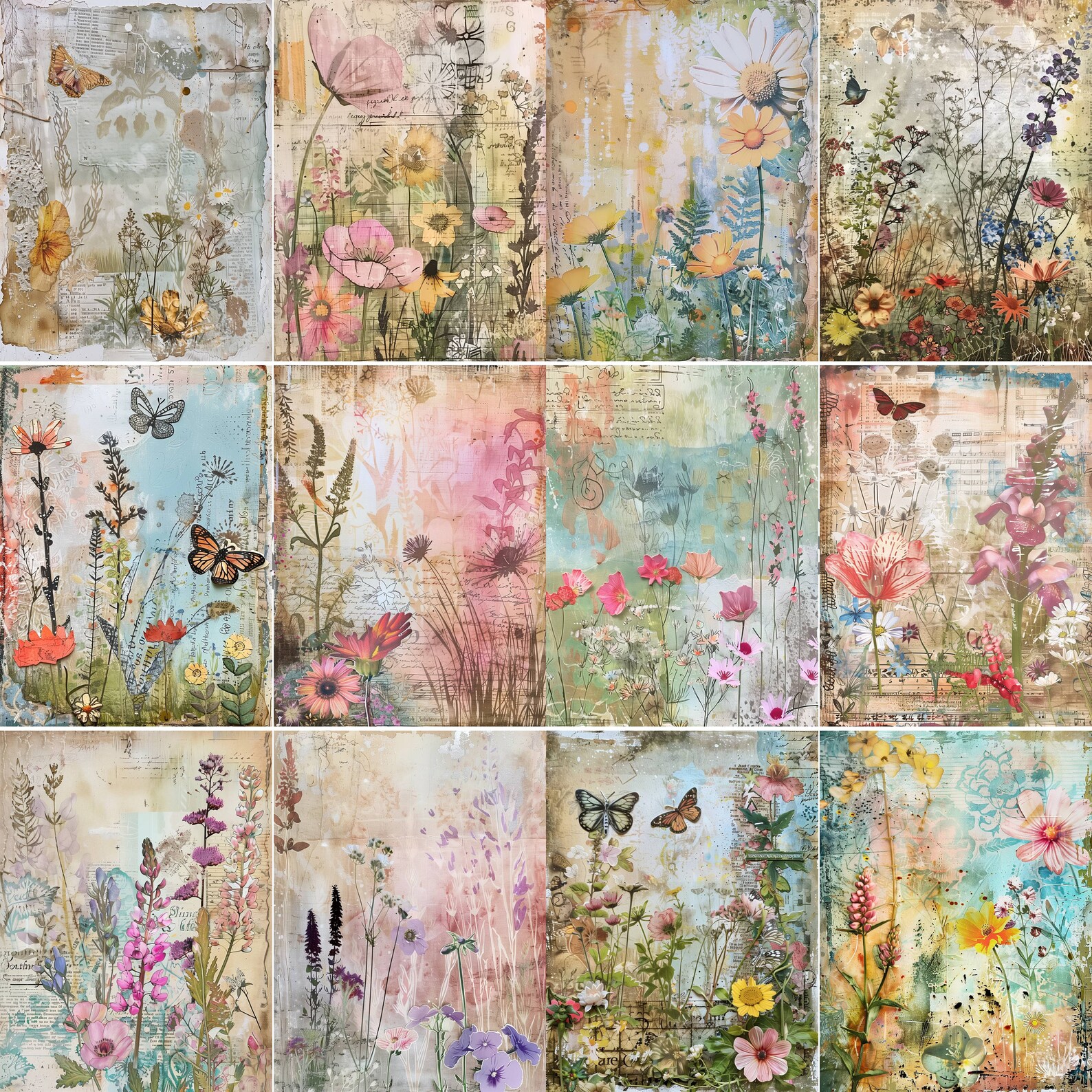 100 Meadow Junk Journal Pages, Printable Meadow Junk Journal, Journal ...
