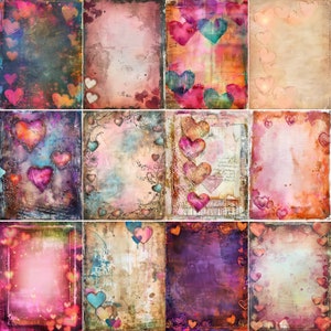 150 Hearts Junk Journal Pages, Printable Heart Journal Kit, Journal ...