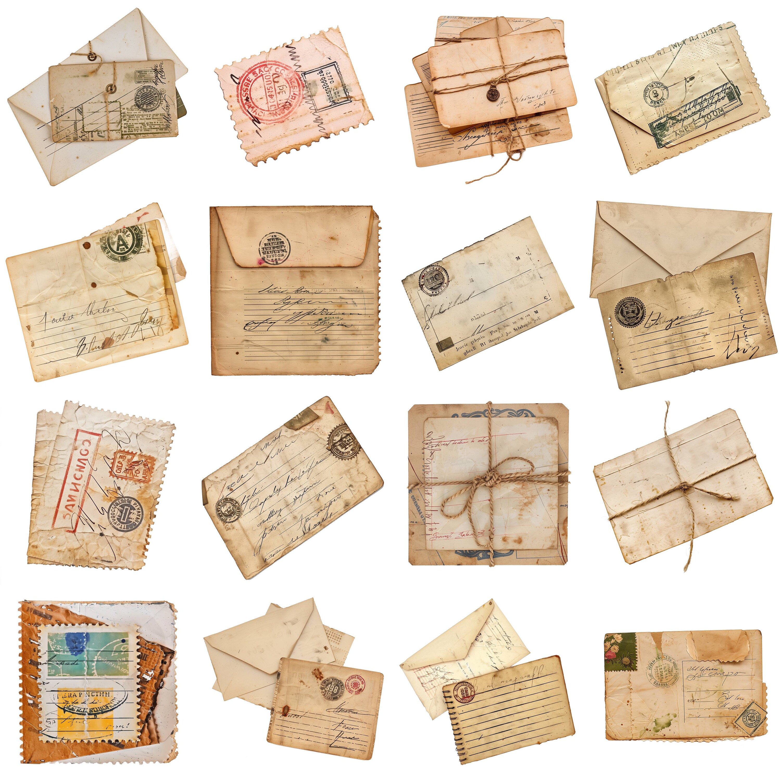 80 Postcards and Stamps Overlays for Junk Journals, Scrapbooking ...