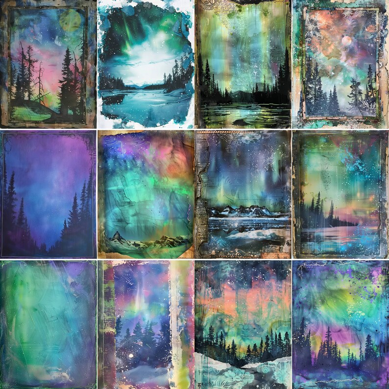 160 Northern Lights Junk Journal Pages, Printable Northern Light Junk ...