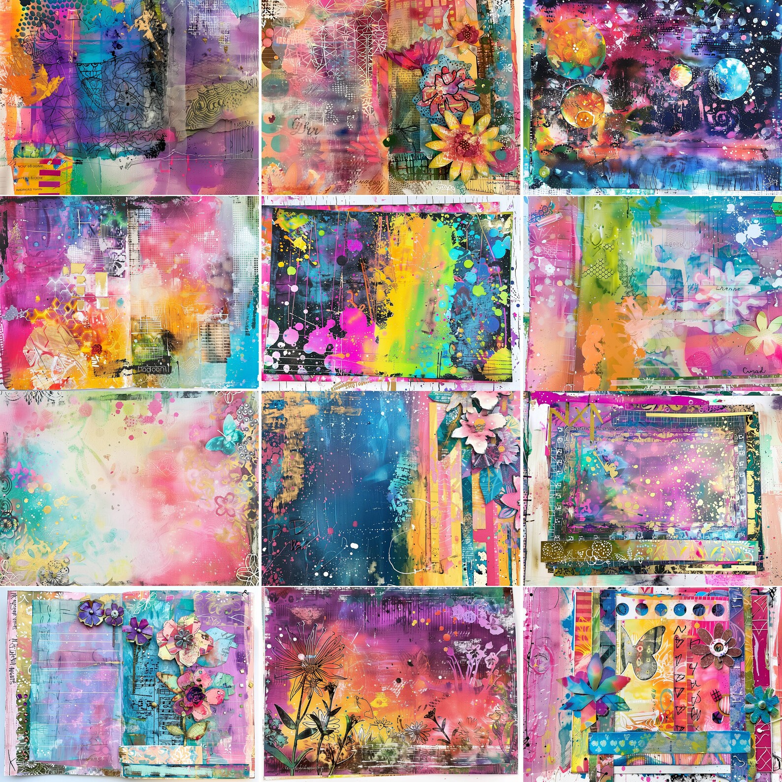 100 Colorful Junk Journal Pages, Printable Colorful Journal Kit ...