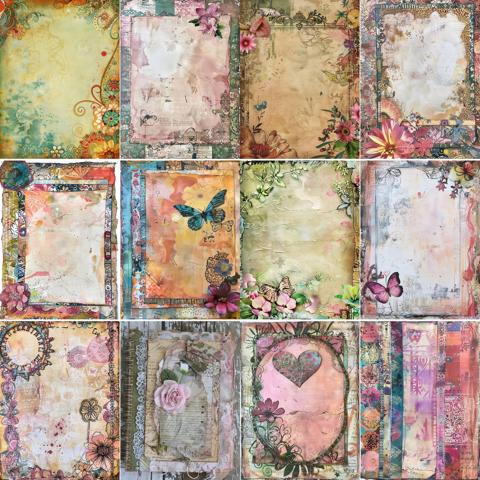100 Hippie Junk Journal Pages, Printable Hippie Junk Journal Kit ...