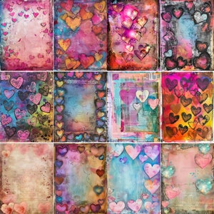150 Hearts Junk Journal Pages, Printable Heart Journal Kit, Journal ...