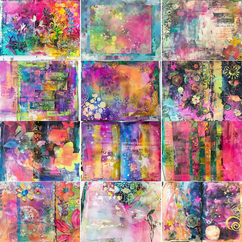 100 Colorful Junk Journal Pages, Printable Colorful Journal Kit ...