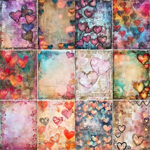 150 Hearts Junk Journal Pages, Printable Heart Journal Kit, Journal ...