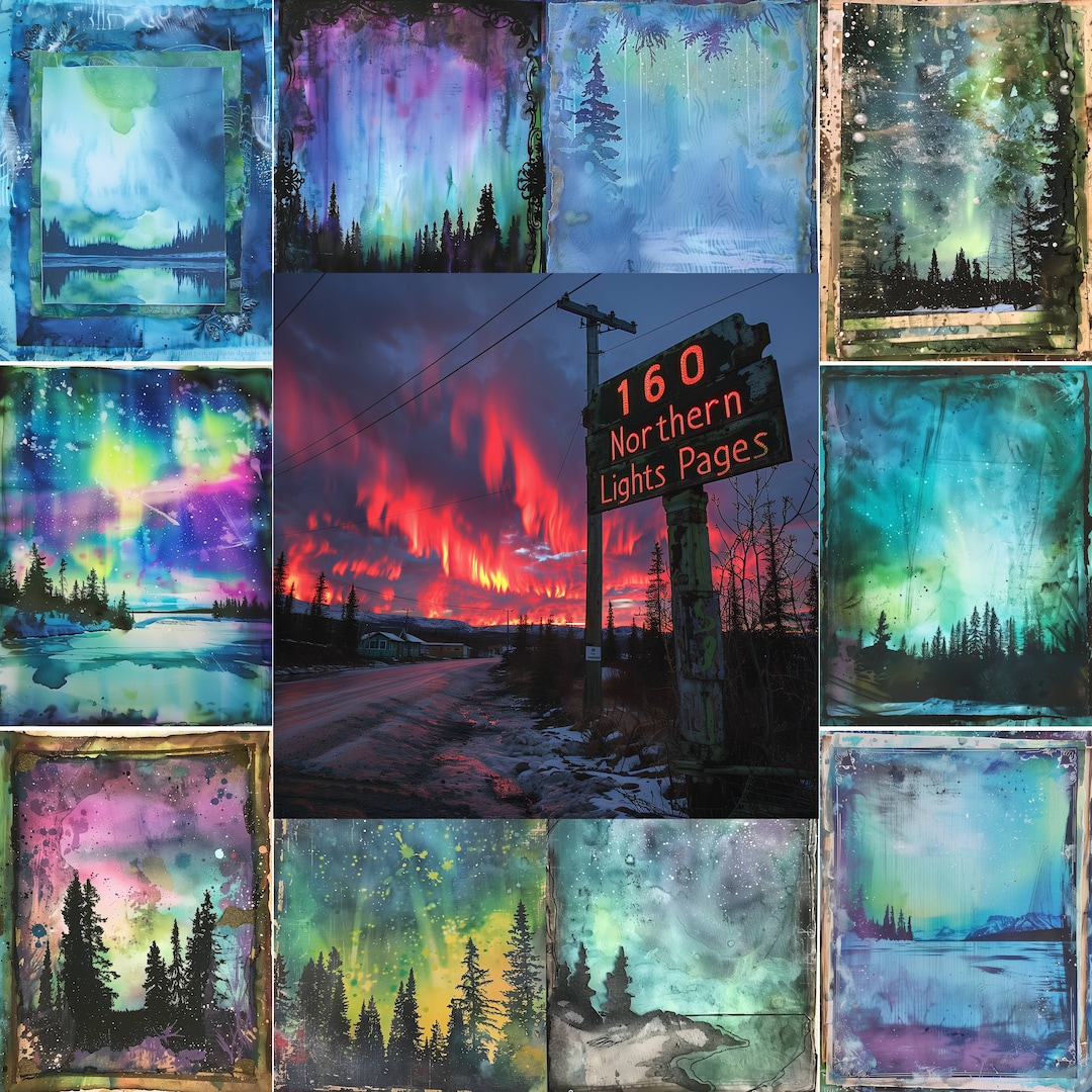 160 Northern Lights Junk Journal Pages, Printable Northern Light Junk ...