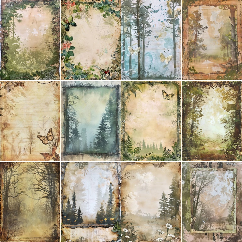 120 Forest Junk Journal Pages, Printable Old Forest Junk Journal Kit ...