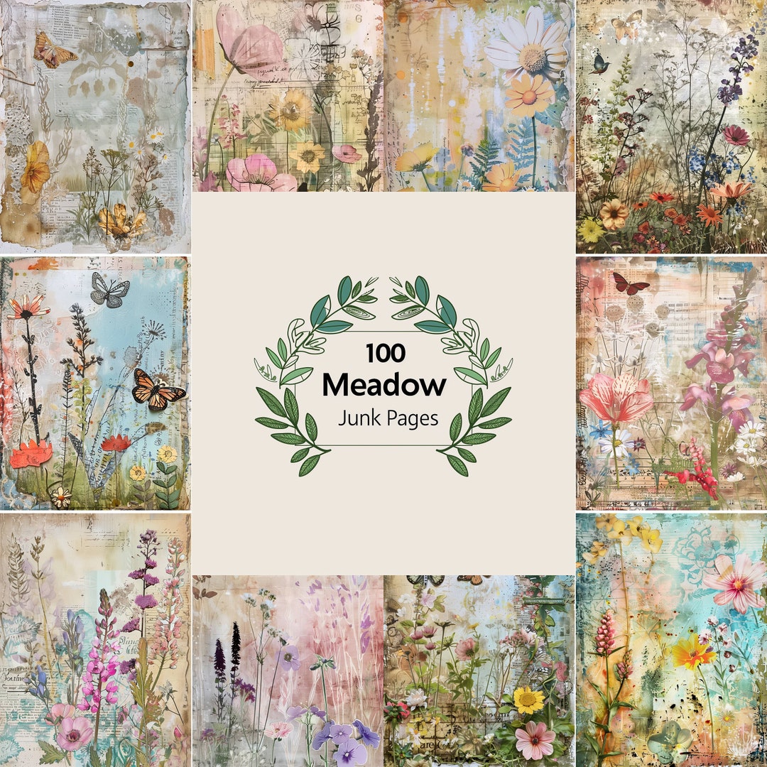 100 Meadow Junk Journal Pages, Printable Meadow Junk Journal, Journal ...