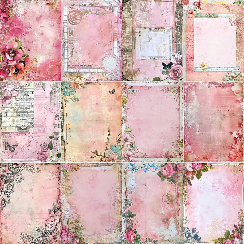 140 Pink Junk Journal Pages, Printable Pink Junk Journal Kit, Pink ...