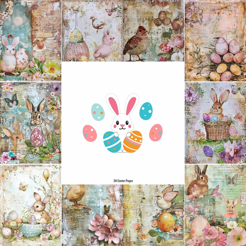 30 Easter Junk Journal Pages, Printable Easter Junk Journal, Journal ...