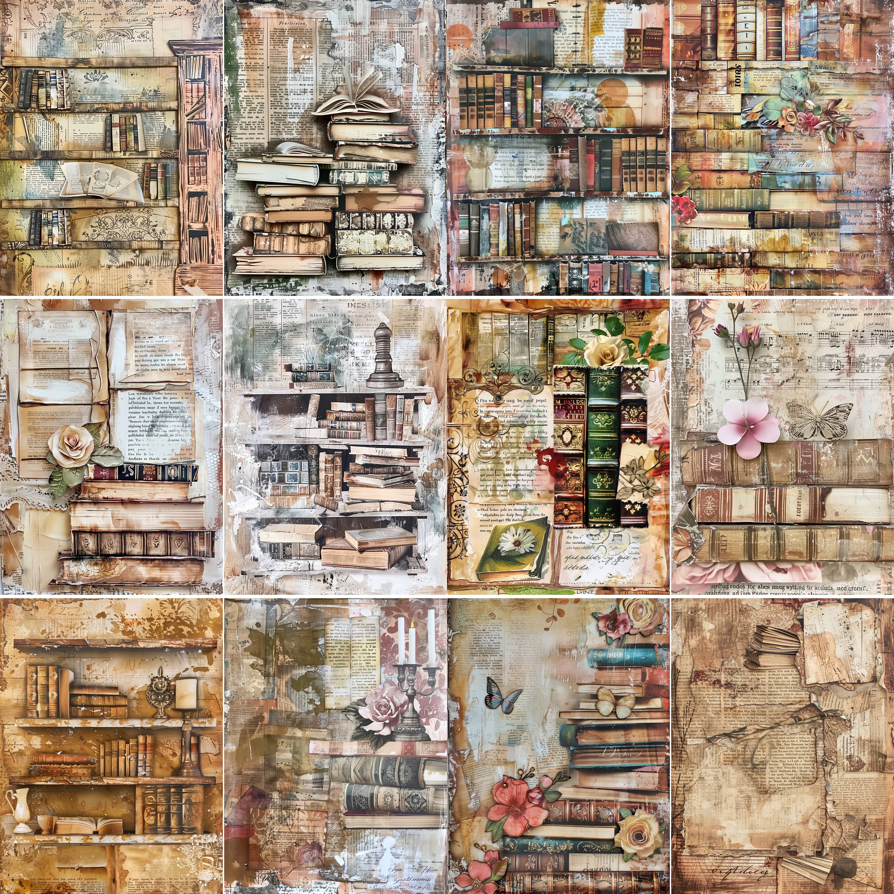 180 Rustic Library Junk Journal Pages, Printable Rustic Library Junk ...
