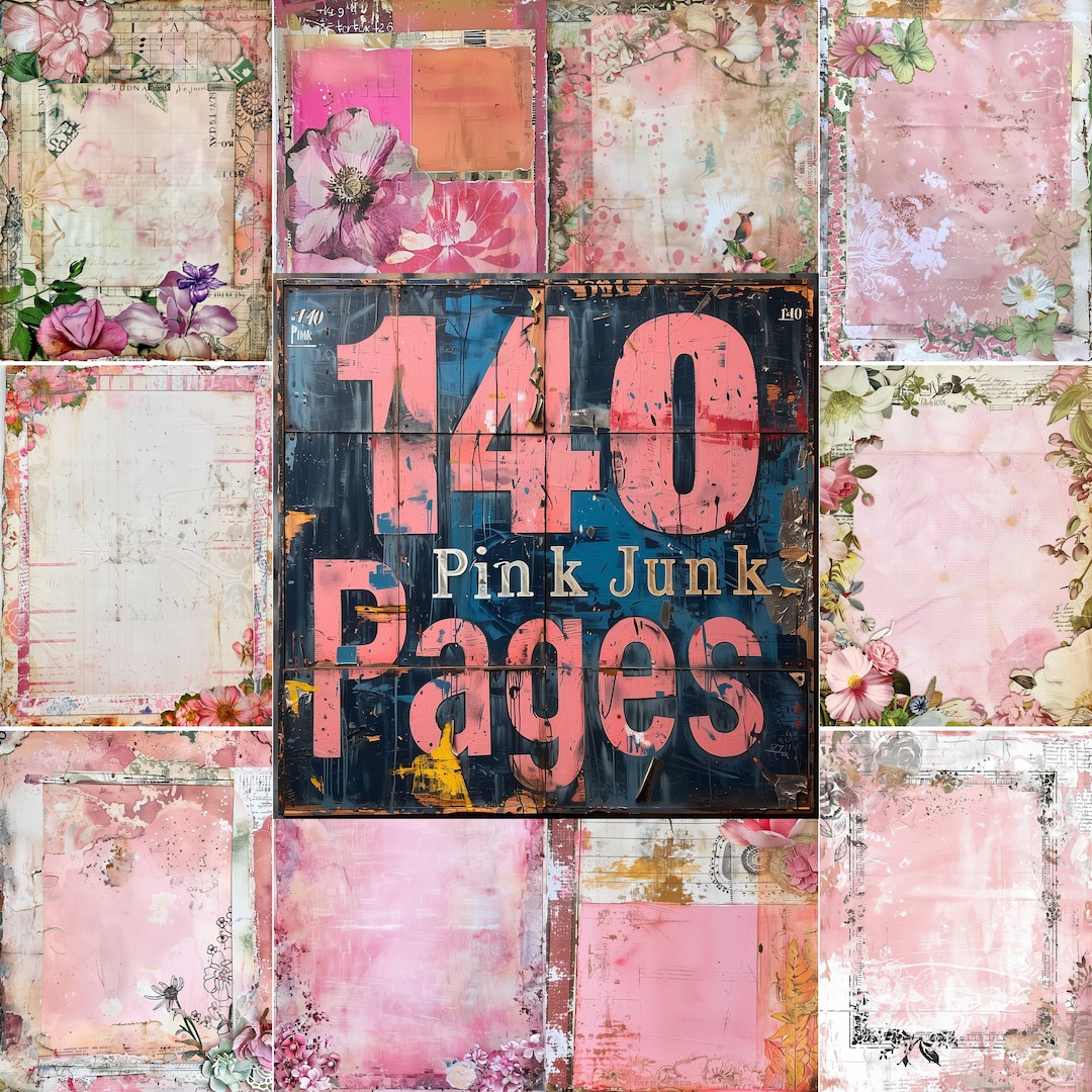 140 Pink Junk Journal Pages, Printable Pink Junk Journal Kit, Pink ...