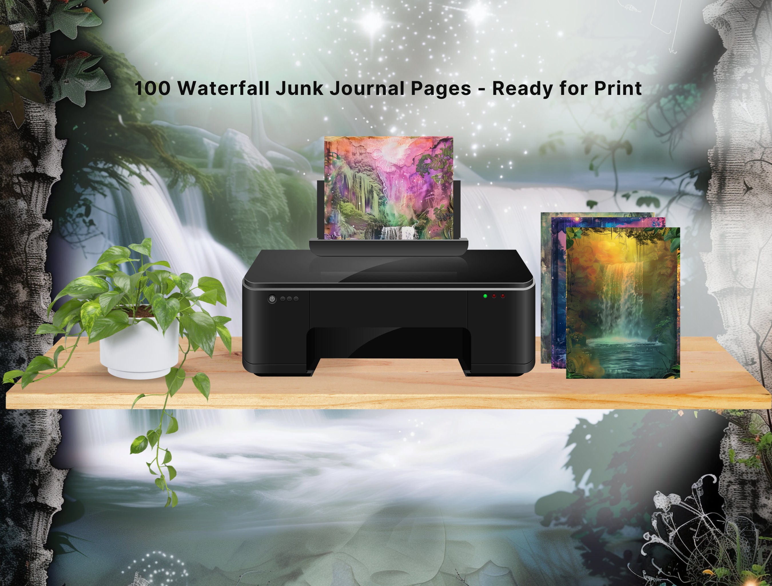 100 Waterfall Junk Journal Pages, Printable Waterfall Junk Journal Kit ...