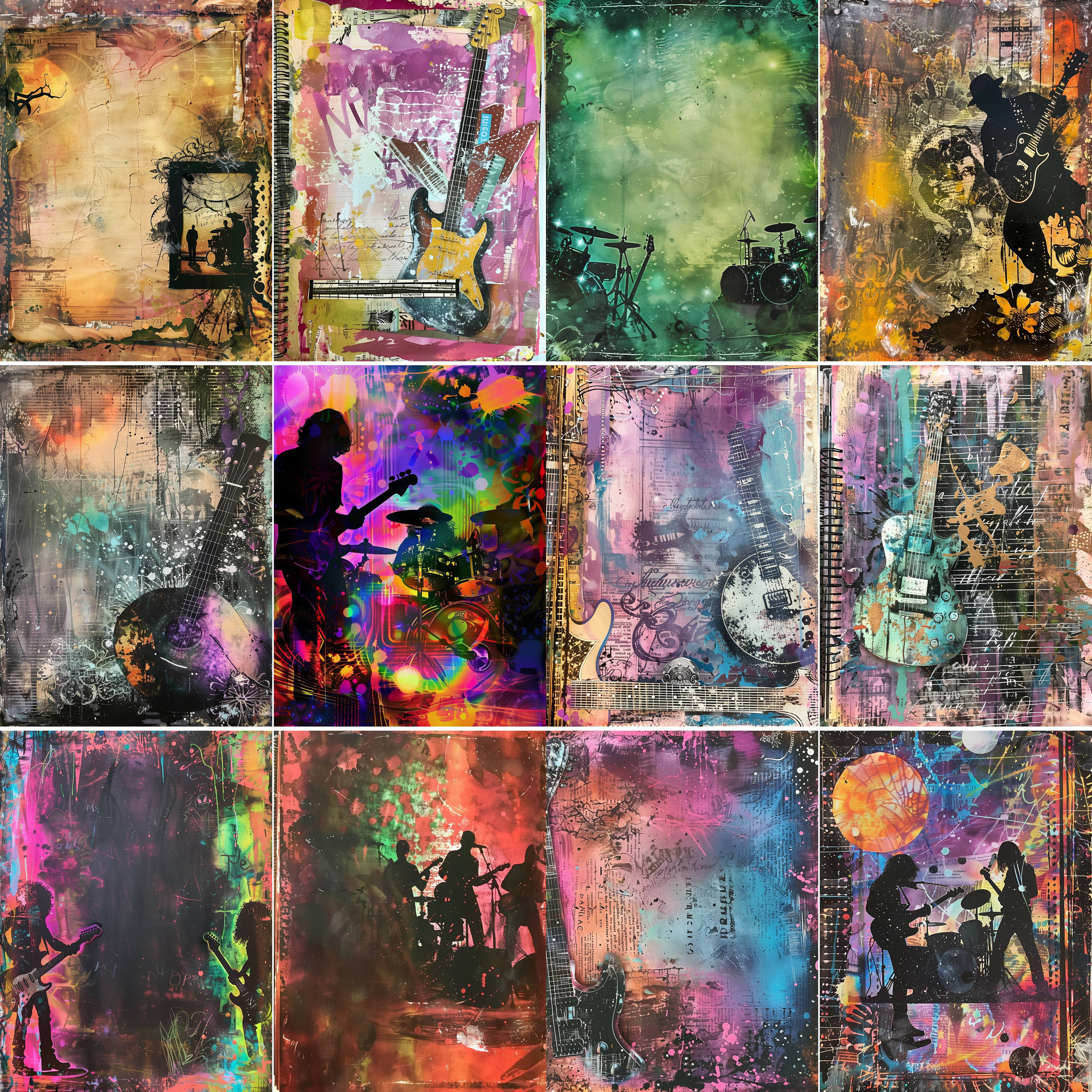 120 Rock Band Junk Journal Pages, Printable Rockband Journal Kit ...