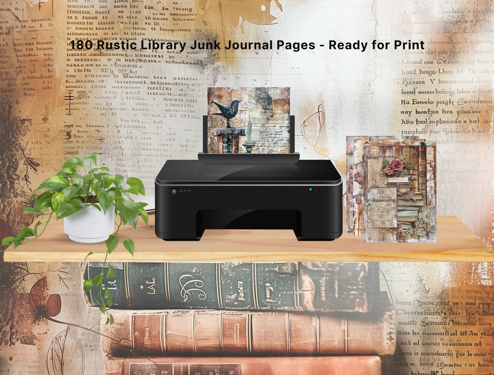 180 Rustic Library Junk Journal Pages, Printable Rustic Library Junk ...