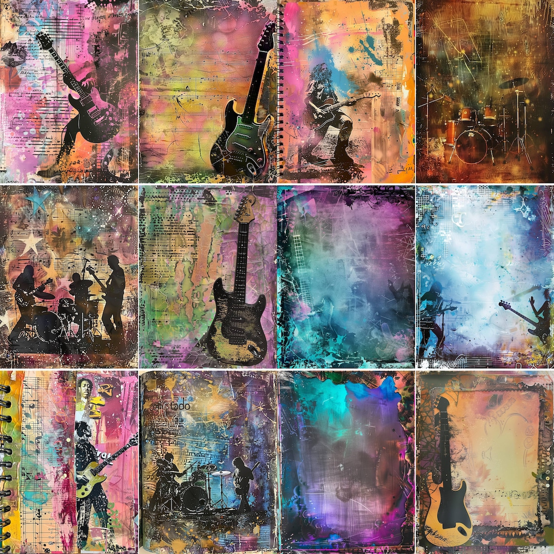120 Rock Band Junk Journal Pages, Printable Rockband Journal Kit ...