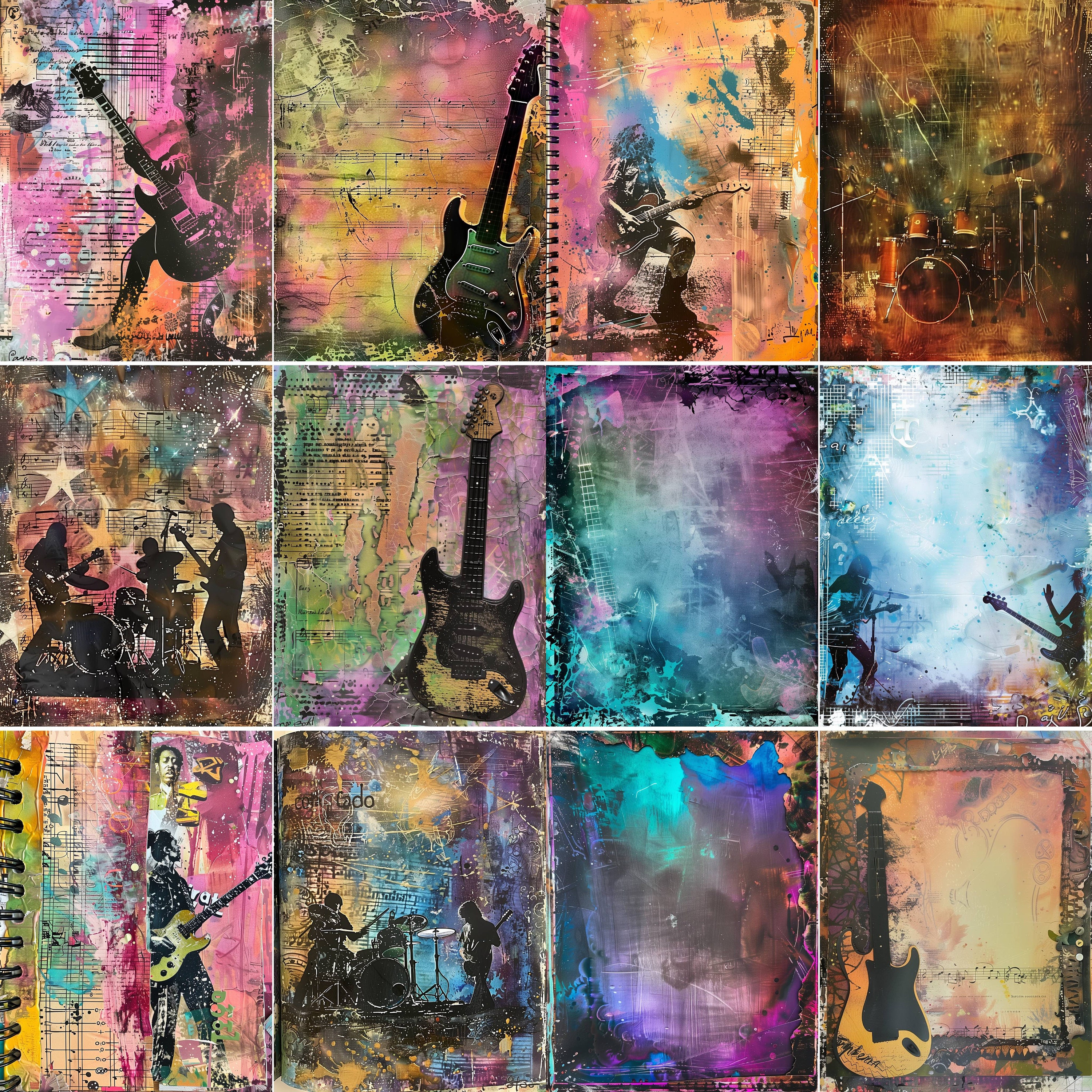 120 Rock Band Junk Journal Pages, Printable Rockband Journal Kit ...