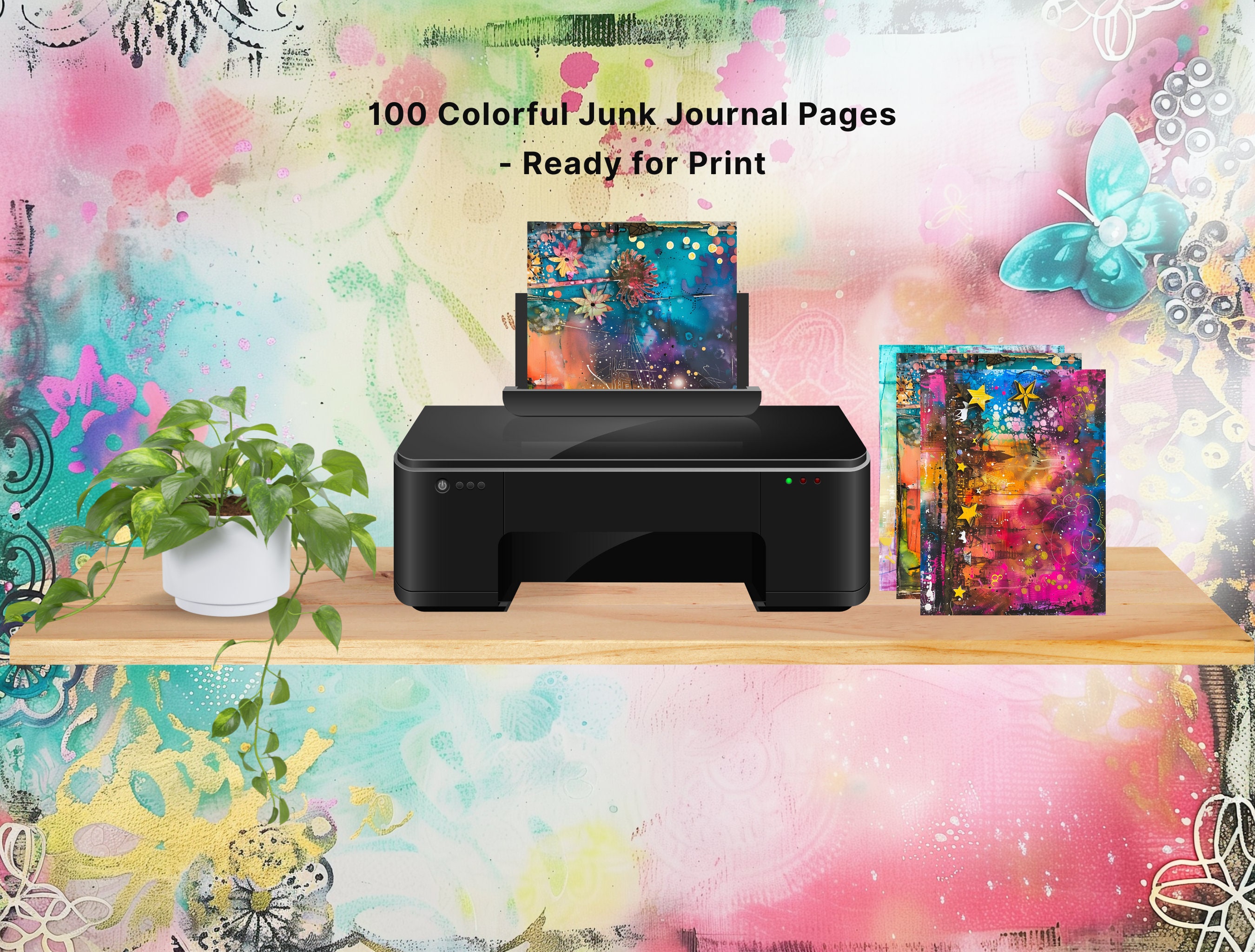 100 Colorful Junk Journal Pages, Printable Colorful Journal Kit ...