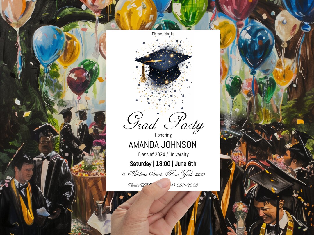 Editable Digital Graduation Party Invite Printable Personalised Custom ...