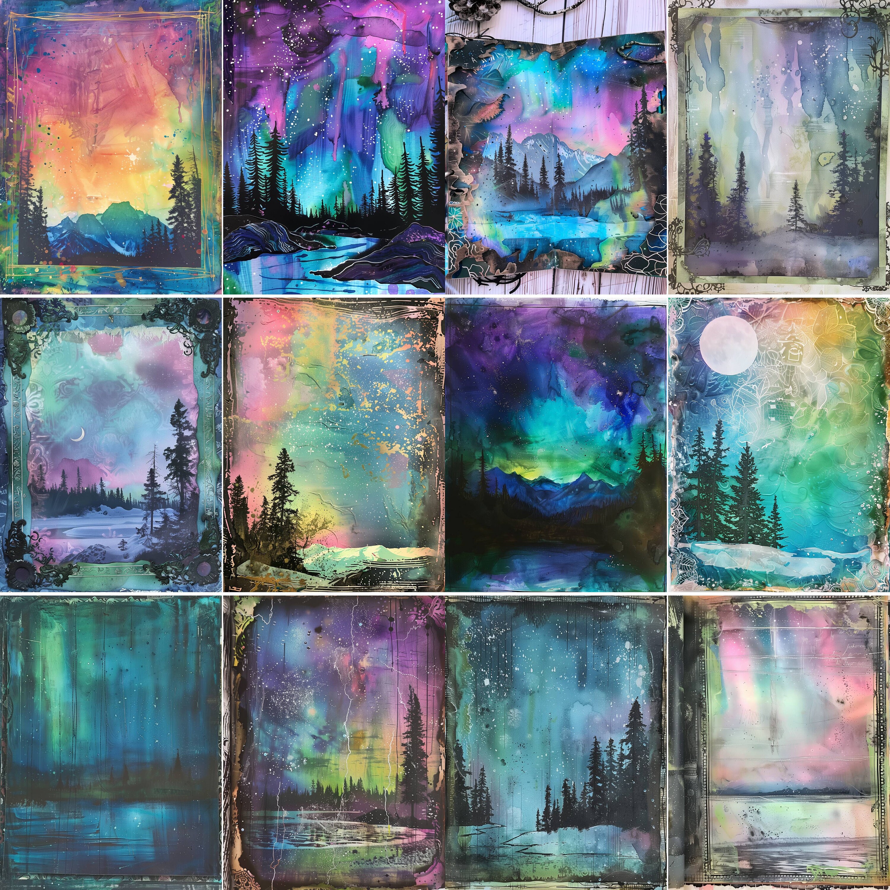 160 Northern Lights Junk Journal Pages, Printable Northern Light Junk ...