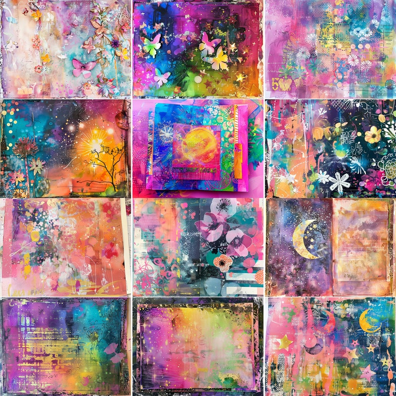 100 Colorful Junk Journal Pages, Printable Colorful Journal Kit ...