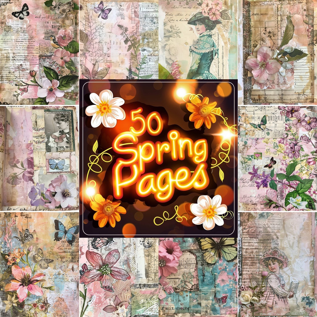 50 Spring Junk Journal Pages, Printable Spring Junk Journal Kit ...