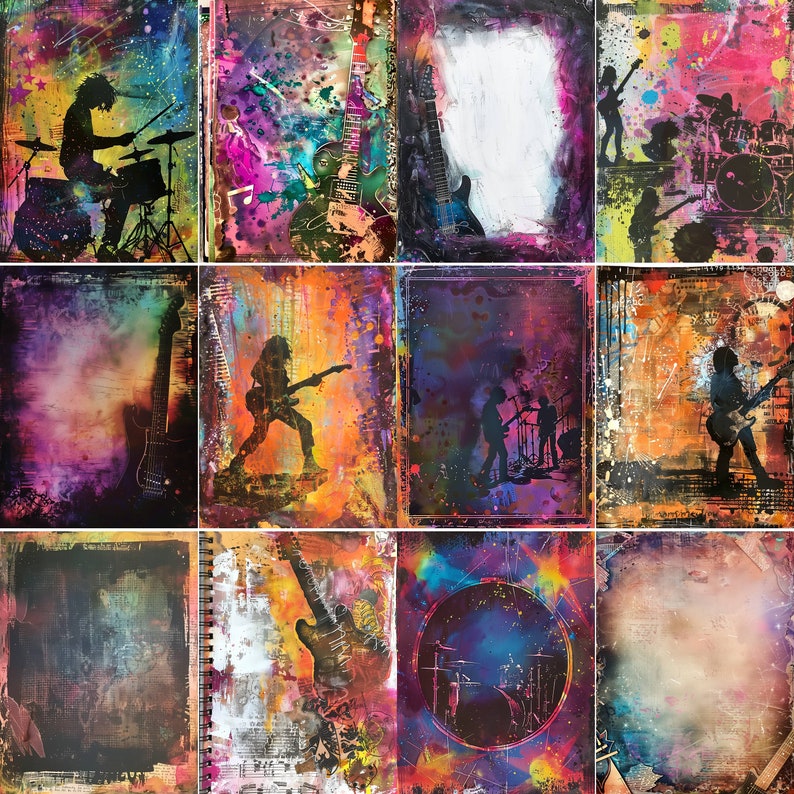 120 Rock Band Junk Journal Pages, Printable Rockband Journal Kit ...
