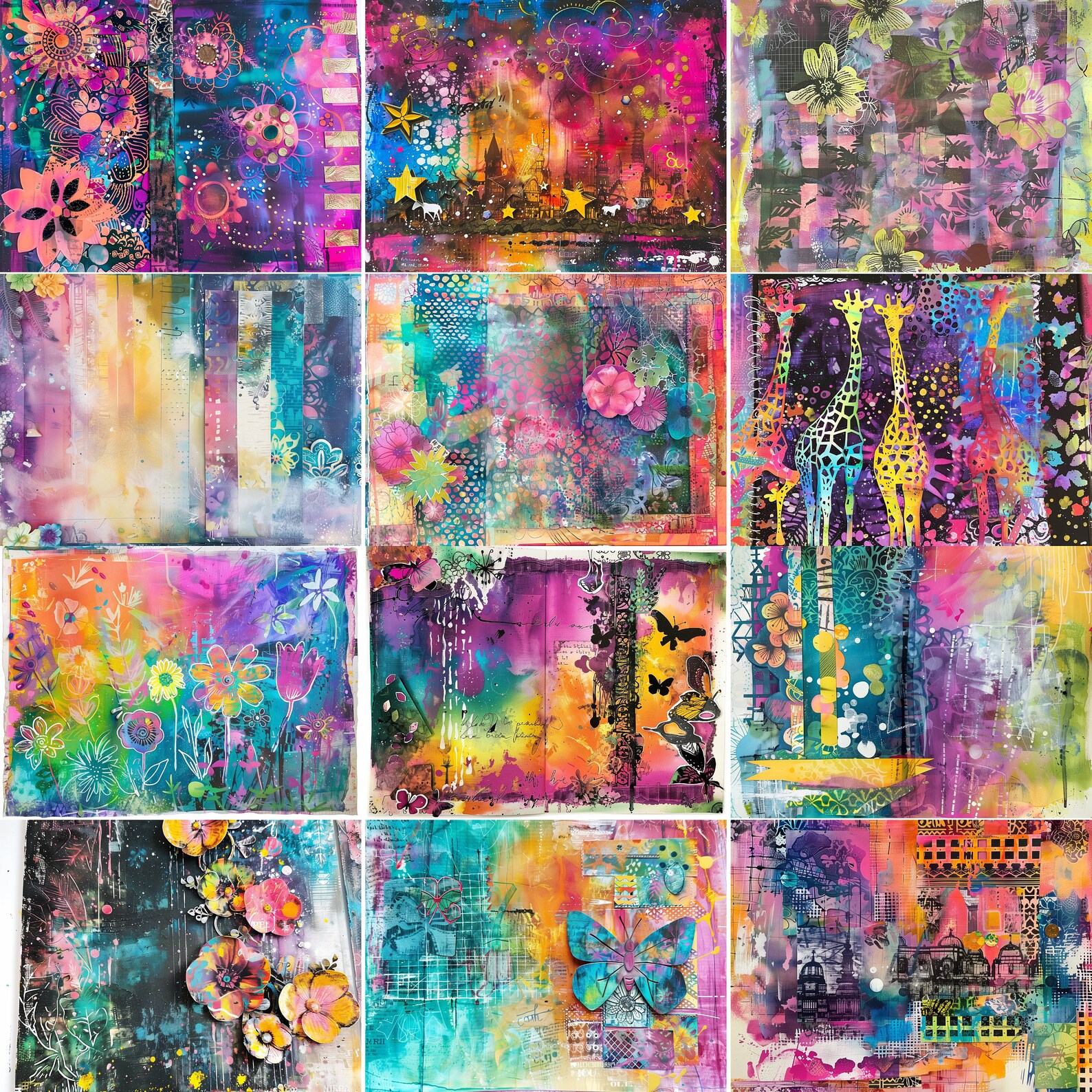 100 Colorful Junk Journal Pages, Printable Colorful Journal Kit ...