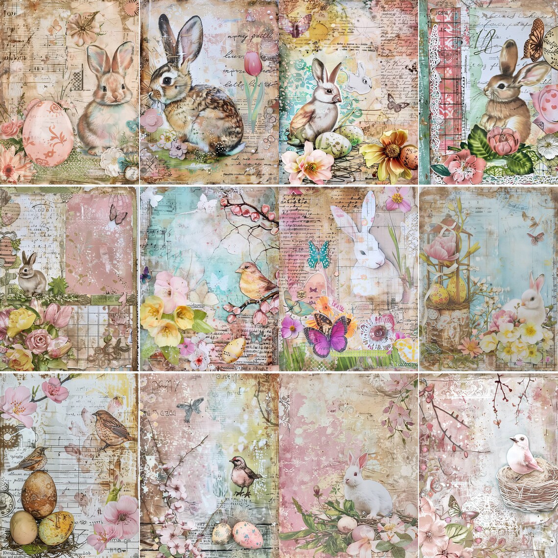 30 Easter Junk Journal Pages, Printable Easter Junk Journal, Journal ...
