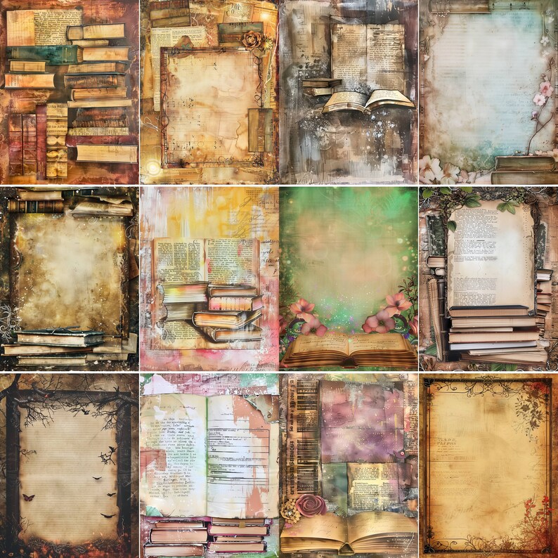 230 Books Junk Journal Pages, Printable Book Junk Journal Kit, Books ...