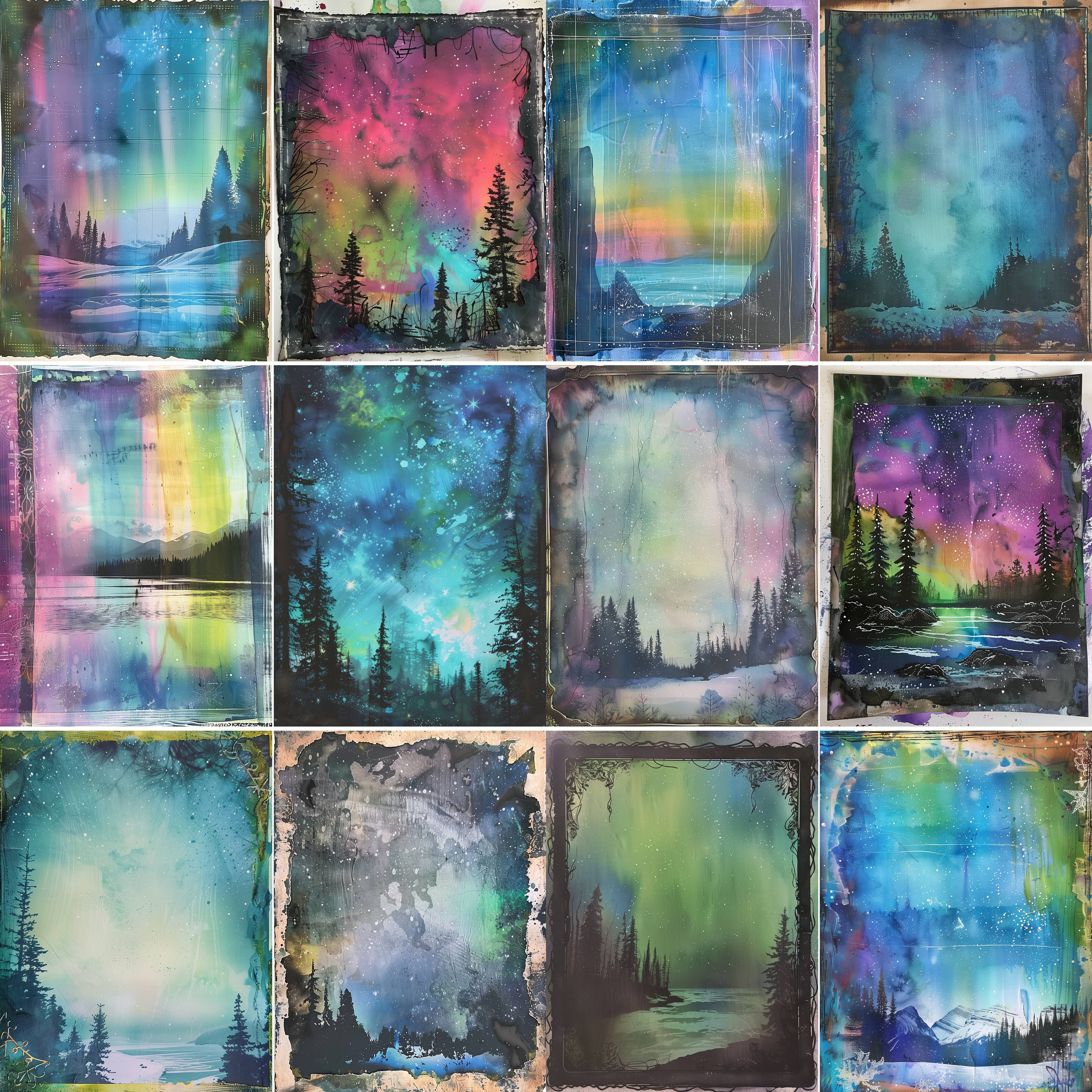 160 Northern Lights Junk Journal Pages, Printable Northern Light Junk ...