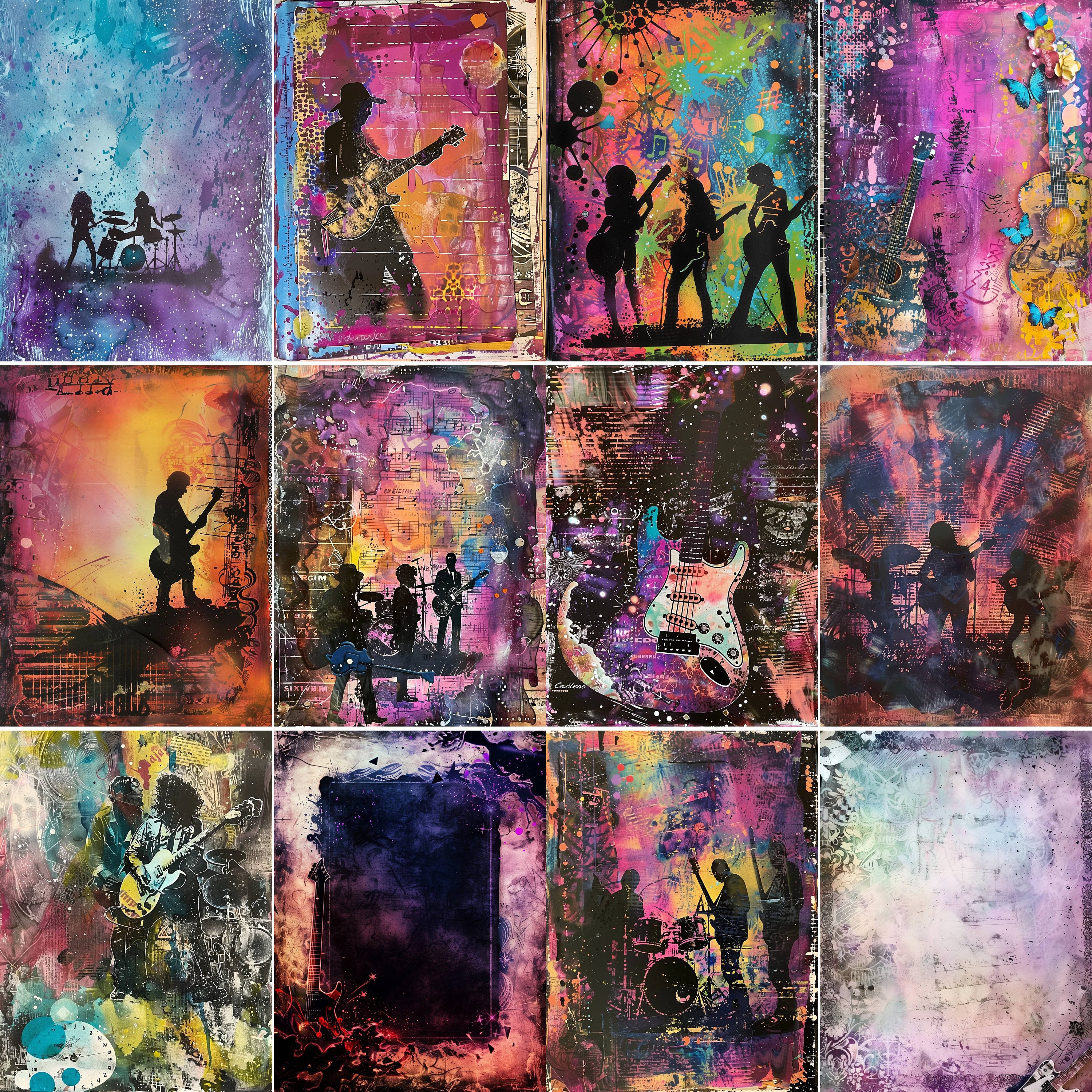 120 Rock Band Junk Journal Pages, Printable Rockband Journal Kit ...