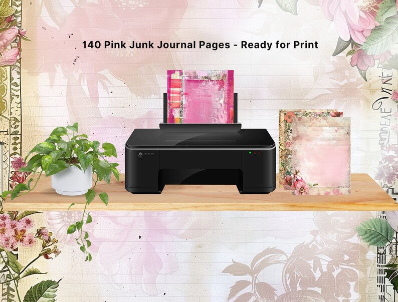 140 Pink Junk Journal Pages, Printable Pink Junk Journal Kit, Pink ...