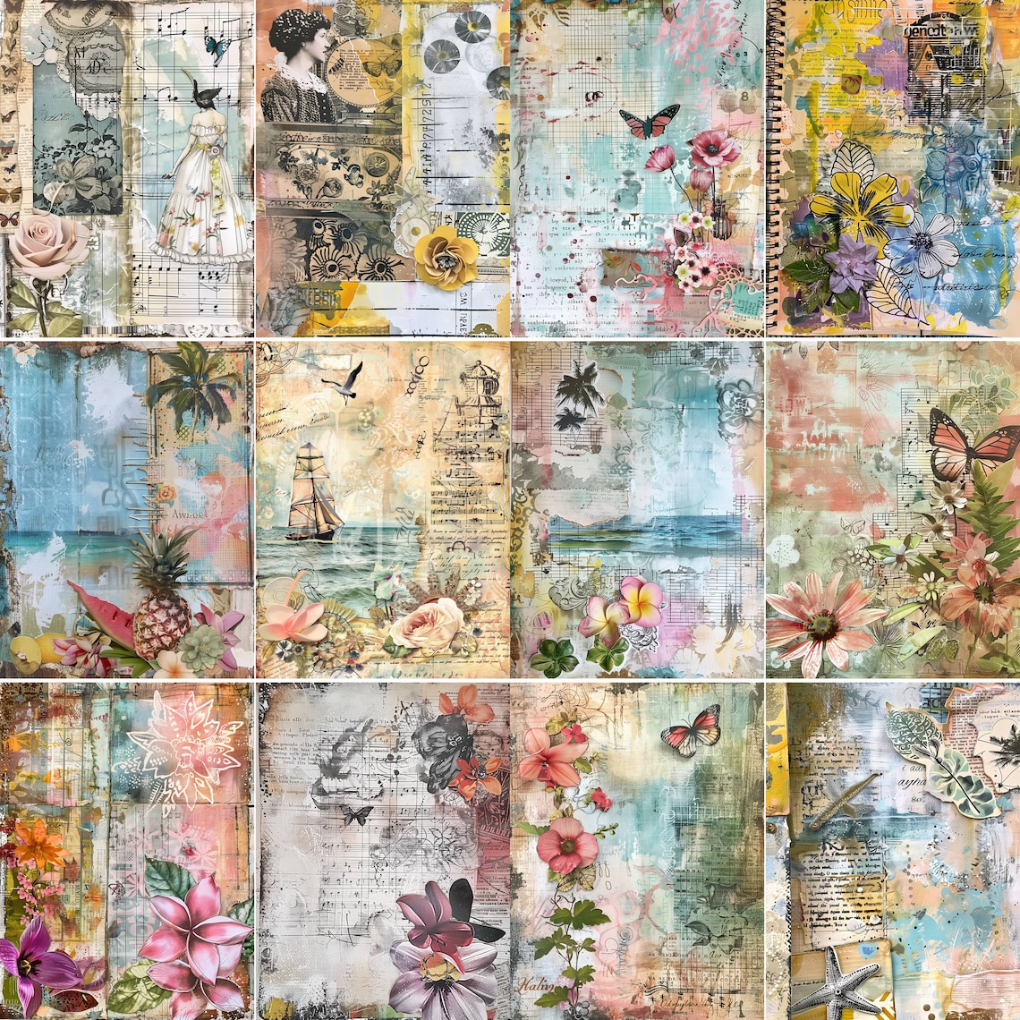 100 Summer Junk Journal Pages, Printable Summer Junk Journal, Journal ...