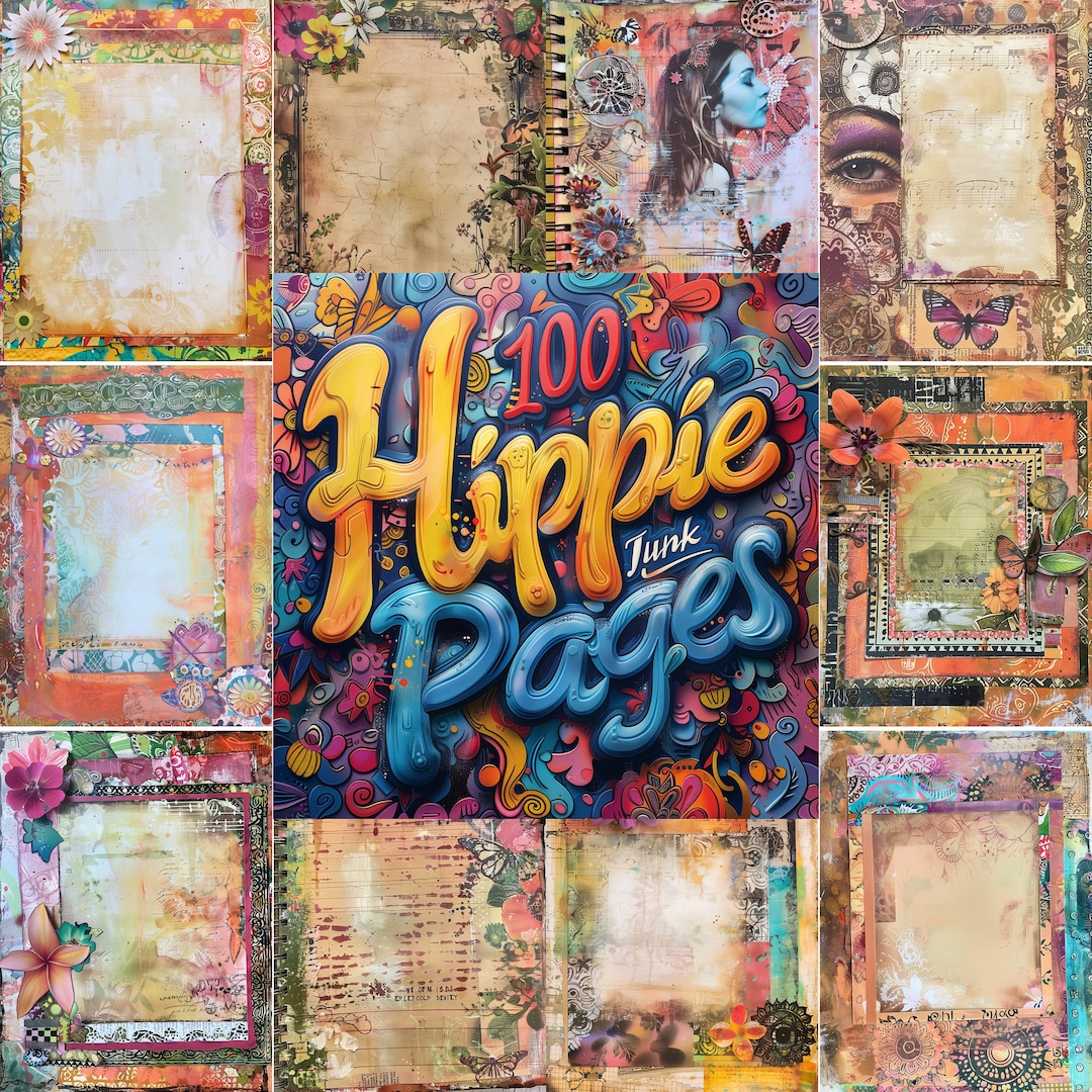 100 Hippie Junk Journal Pages, Printable Hippie Junk Journal Kit ...