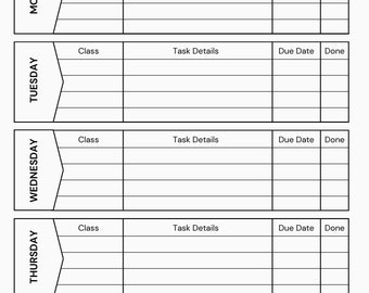 Digital Homework Tracker, Homework Tracker, Printable Homework Tracker ...