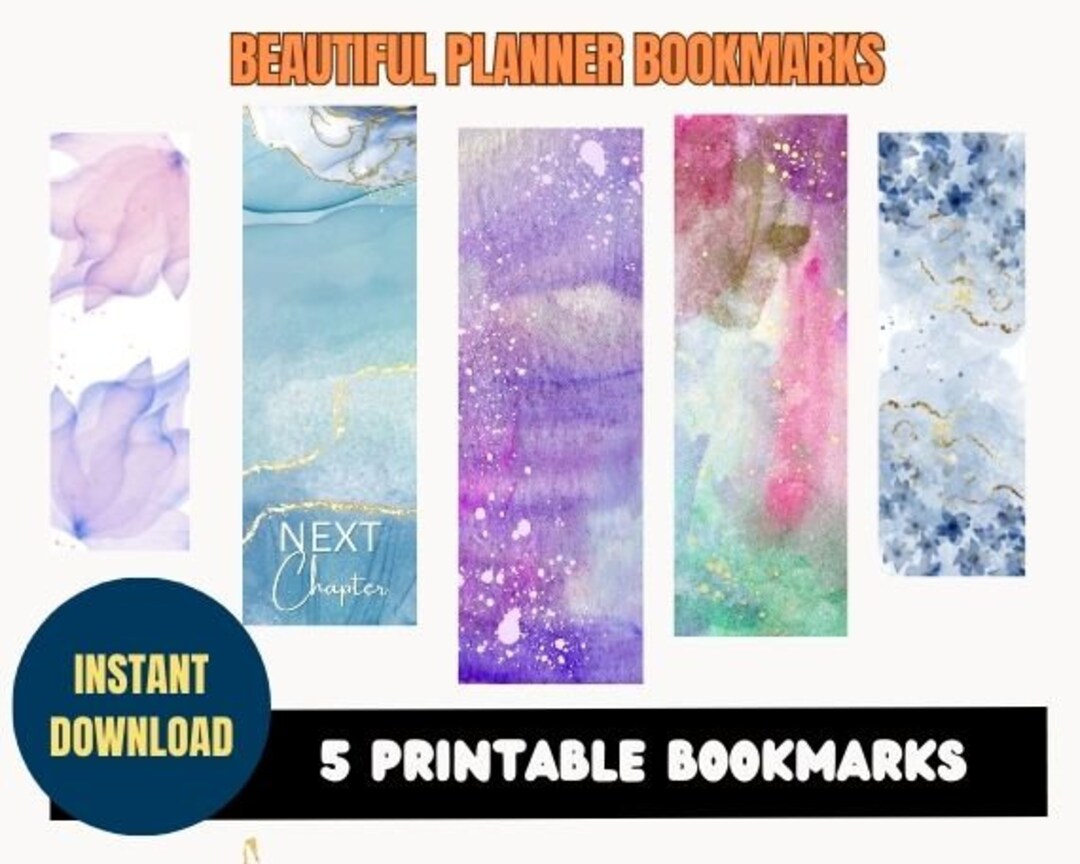 Printable Bookmark, Marble Floral Bookmarks, Printable Bookmarks for ...
