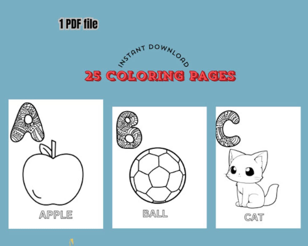 Printable A to Z Coloring Pages Alphabet Coloring Book Instant Download ...