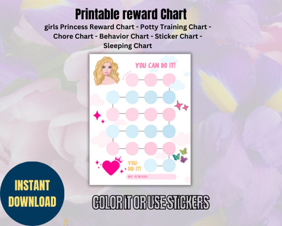 Barbie Reward Chart Girls Princess Reward Chart Potty Training Chart ...