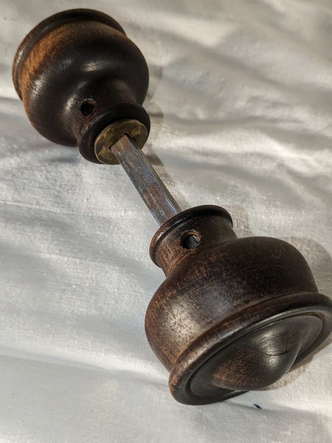 1 Pair of Antique Edwardian Teak Door Handles/knobs tulip VGC. Inc. UK ...