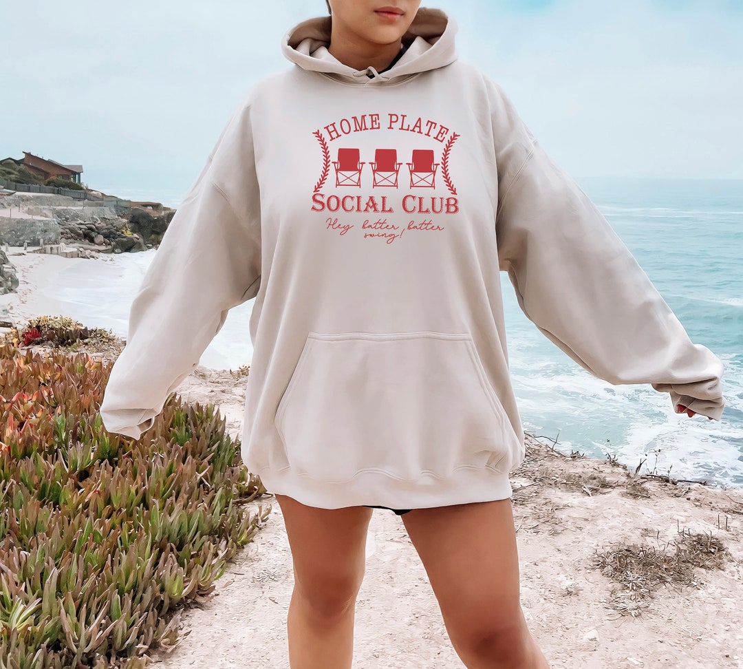 Home Plate Social Club Hoodie, Baseball Mom Hoodie, Baseball Season ...